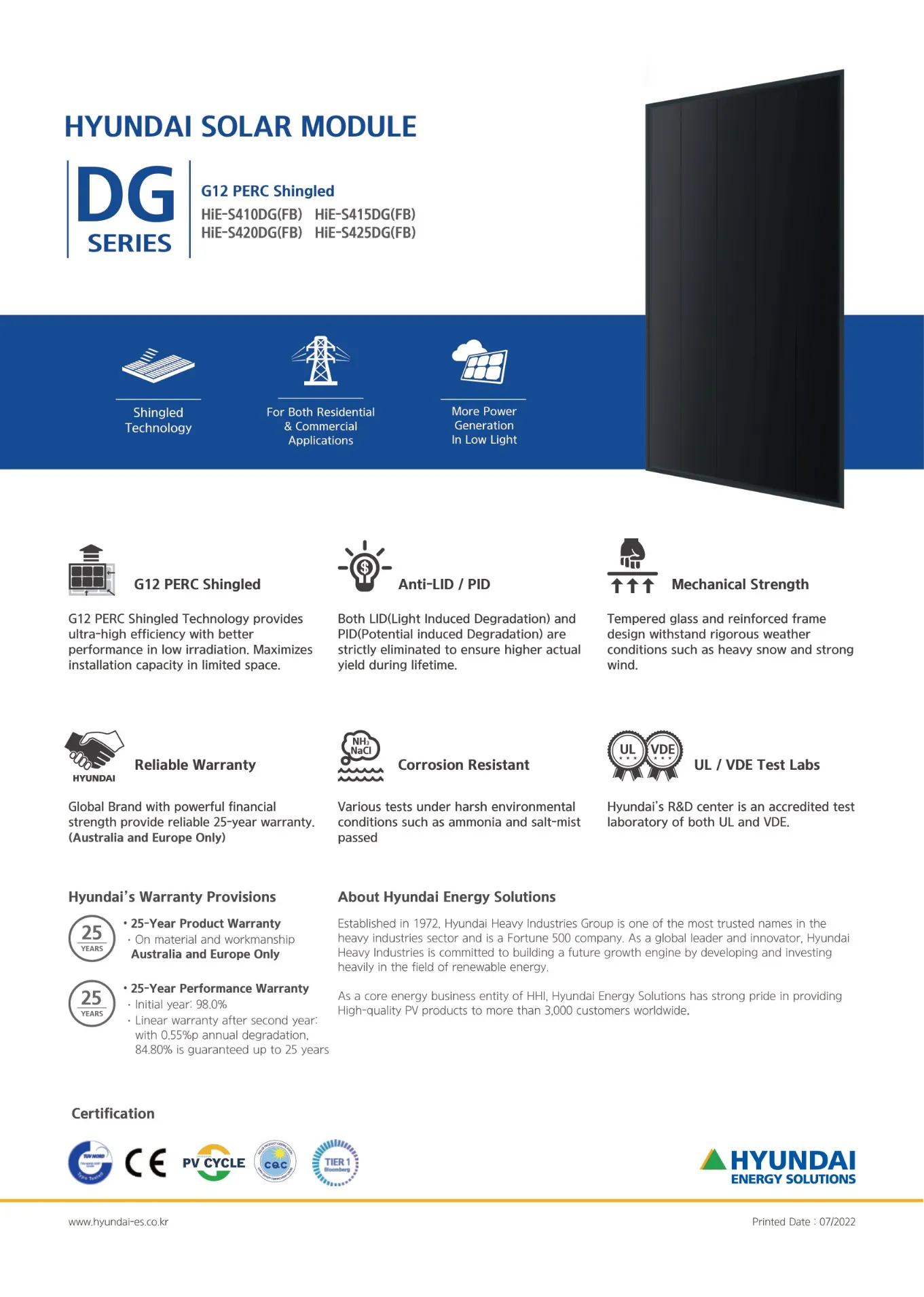 Buy Hyundai Solar Panel 415W Black Frame