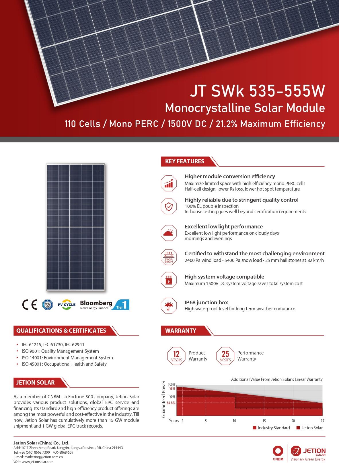 Buy Jetion Solar Panel 545 Watt Monocrystalline | Newtechstrore